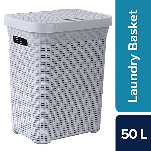 Buy bb home Laundry Basket - With Lid, Plastic, Grey Online at Best ...