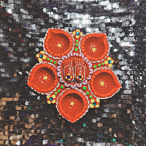 Buy House of Festivals Panchmukhi Diya/Traditional Clay 5 Diya Thali ...
