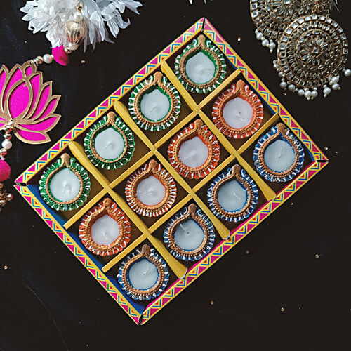 Buy House of Festivals Handcrafted Clay Diya/Miiti Diya - With White ...