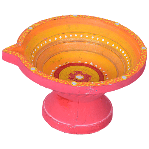 Buy mbc Handmade Terracotta Diya - With Stand For Puja & Festival, Big ...