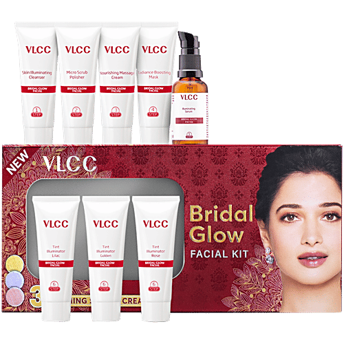 Buy VLCC Bridal Glow Facial Kit - Hyaluronic Acid, Niacinamide, Vitamin C & Tint Illuminators ...
