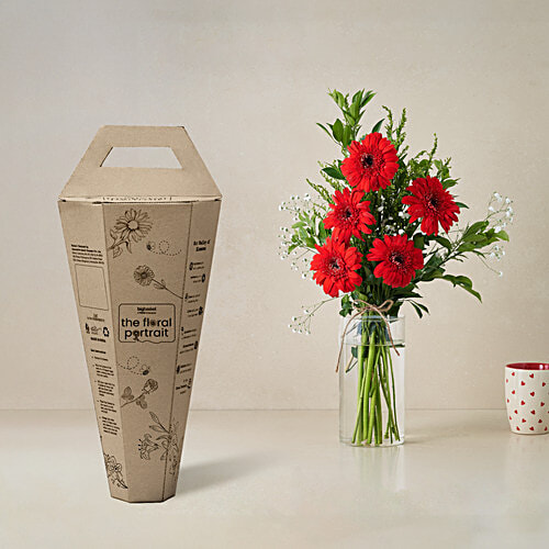 Buy The Floral Portrait 5 Gerberas Bouquet - Red Online at Best Price ...