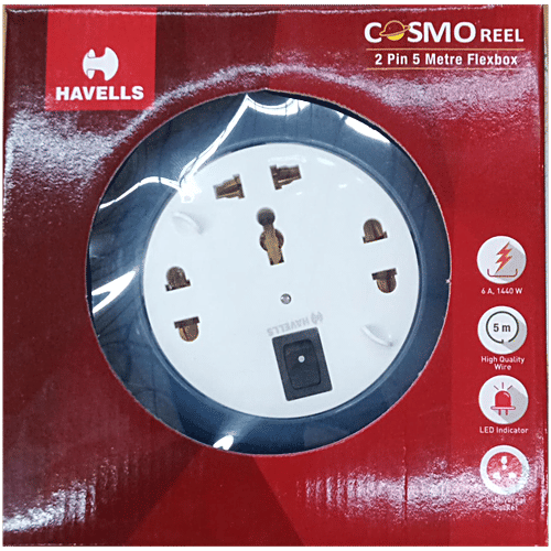 Buy Havells Cosmo Reel Flexbox - 5 M, 3 Sockets, AHEXXXU065 Online at ...