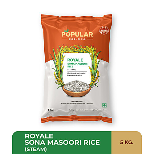 Buy Popular Essentials Royale Sona Masoori Steam Rice Online at Best ...