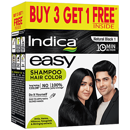 Buy Indica Easy-Do-It-Yourself 10-Minutes Hair Colour Shampoo - 100% ...