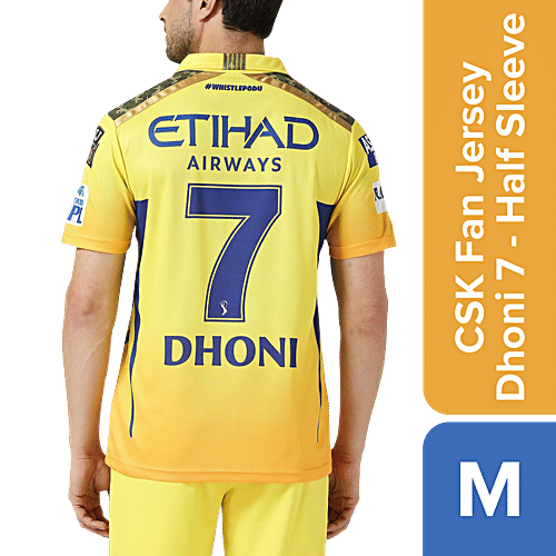 Buy Playr X Chennai Super Kings CSK Fan Jersey - Dhoni 7, Half Sleeve ...