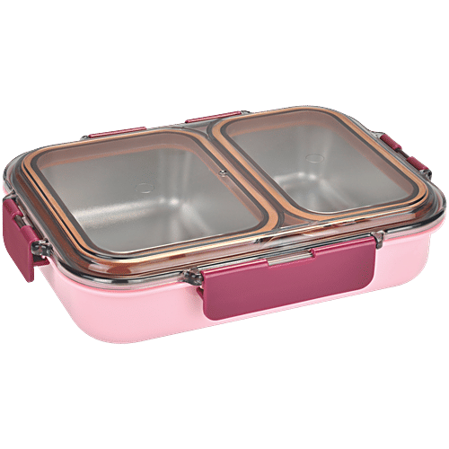 Buy Pratap Lunch Box Steel, Ceelik Duo, Pink Online at Best Price of Rs ...