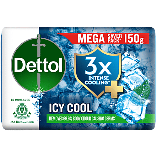 Buy Dettol Icy Cool Bathing Soap Bar with 3x intense cooling Online at ...