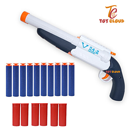 Buy Toy Cloud Super Blast Double Barrelled Gun, Soft Blaster Manual ...
