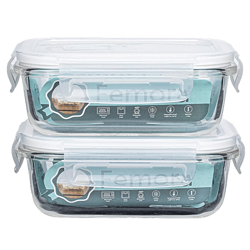 Buy Femora Borosilicate Glass Food Storage Containers - Microwave Safe ...