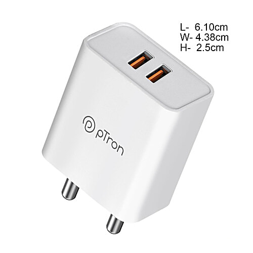 Buy pTron Volta 12W Dual USB Charger - Compatible With Smartphones ...
