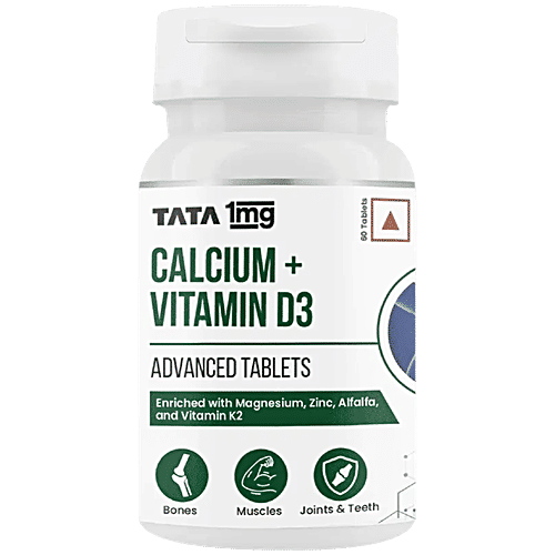 Buy Tata 1mg Calcium + Vitamin D3, Zinc, Magnesium & Alfalfa Tablet ...