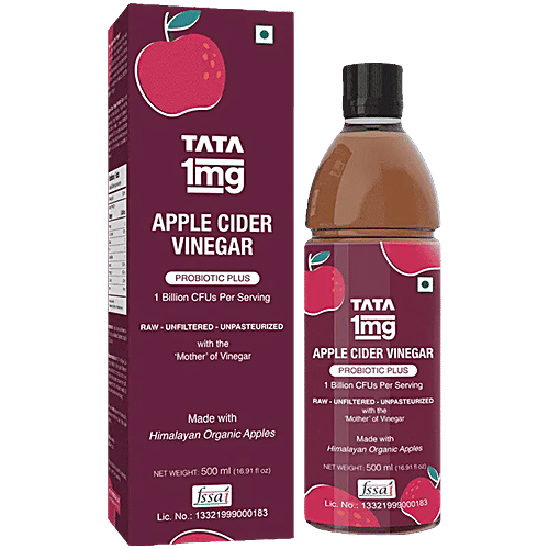 Buy Tata 1mg Apple Cider Vinegar ACV Probiotic Plus - Raw, Unfiltered ...