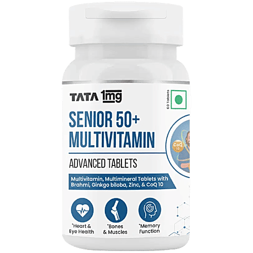 Buy Tata 1mg Senior 50+ Multivitamin & Multimineral Veg Tablet With ...