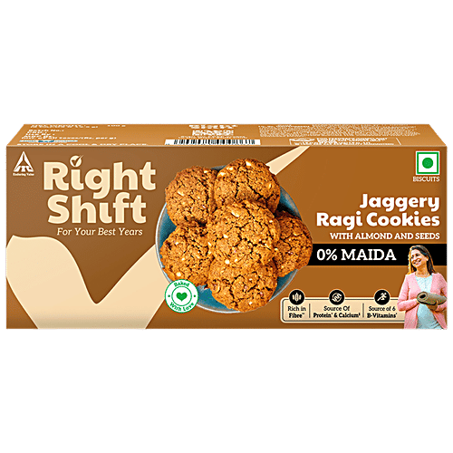 Buy Right Shift Jaggery Ragi Cookies - With Almond & Seeds Online at Best Price of Rs 70.4 ...