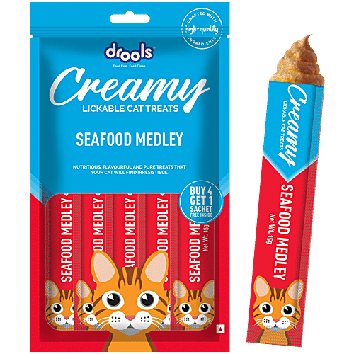 Buy Drools Creamy Seafood Medley Lickable Cat Treat Online at Best ...