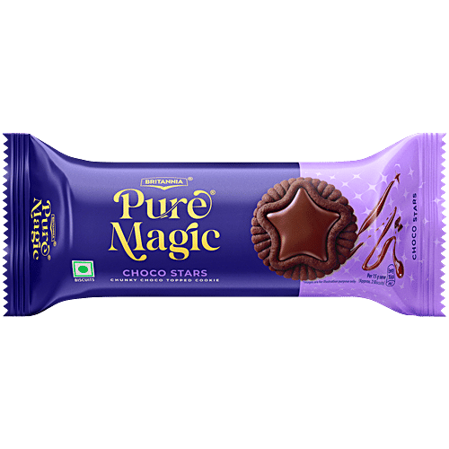 Buy Britannia Pure Magic Choco Stars - Chunky Choco Topped Cookie ...