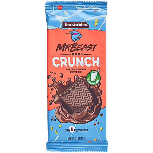 Buy Mr Beast Feastables Crunch Milk Chocolate Bar With Puffed Rice ...