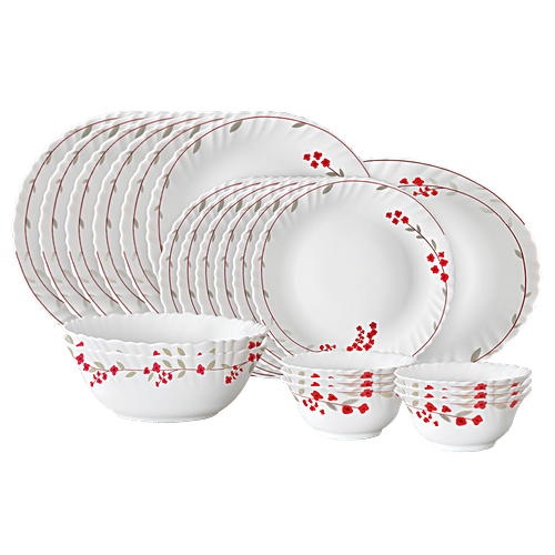 Buy Larah by Borosil Verona Opalware Dinnerset for Family Of 6 Online ...