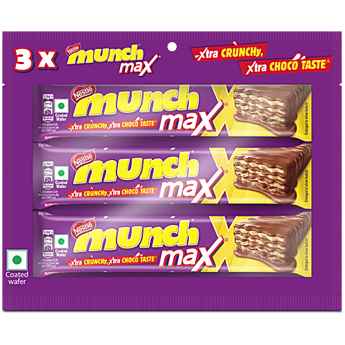Buy Nestle Munch Max Chocolate Coated Crunchy Wafer Bar, Value Pack ...