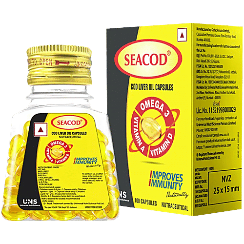 Buy Seacod Cod Liver Oil Softgel Capsules With Natural Omega 3, Natural ...