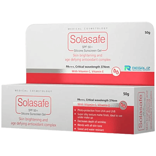 Buy Solasafe SPF 50+ Silicone Sunscreen Gel PA+++ With Vitamin C ...