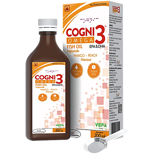 Buy Cogni 3 Syrup With Omega 3 Fish Oil EPA & DHA - Sugar-Free, Mango ...