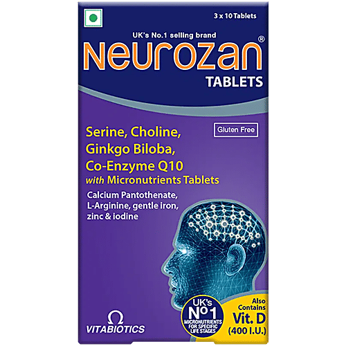 Buy Neurozan Tablet With Serine, Choline, Gingko Biloba & Coenzyme Q10 ...
