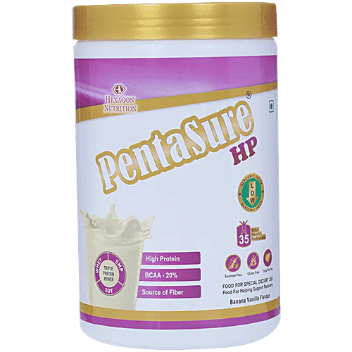 Buy Pentasure HP With Whey, Milk & Soy Protein Powder - Banana Vanilla ...