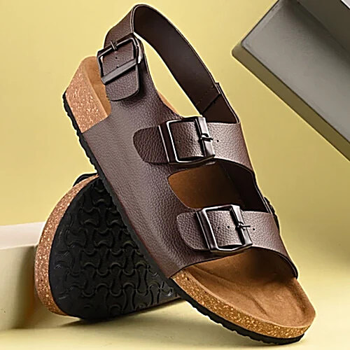 Buy Hoversole Men's Brown Cork Back Strap Sandals Online at Best Price ...
