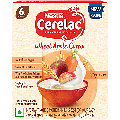 Buy Nestle Cerelac Wheat Apple Carrot Baby Cereal With Milk - 6 To 24 ...