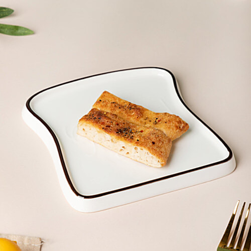 Buy Nestasia Ceramic Bread-Shaped Snack Plate - White Online at Best ...