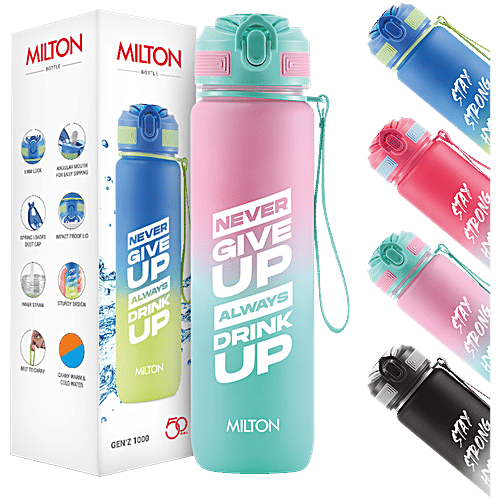 Buy Milton Gen'Z 1000 Water Bottle - Pink, Never Give Up Always Drink ...