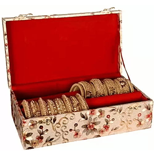 Buy Pearlfiesta Wooden Rod Velvet Bangle Storage Box - Maroon, Square ...