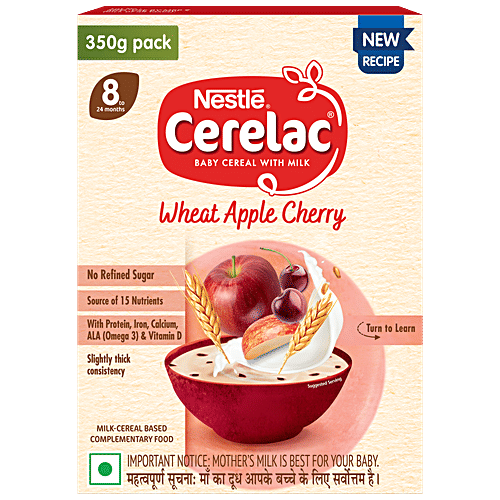 Buy Nestle Cerelac Wheat Apple Cherry Baby Cereal - No Refined Sugar, 8 ...