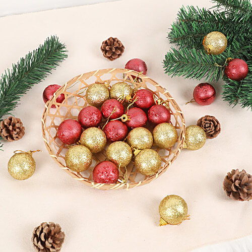 Buy DP Christmas Tree Baubles - Gold & Red Mix Online at Best Price of ...