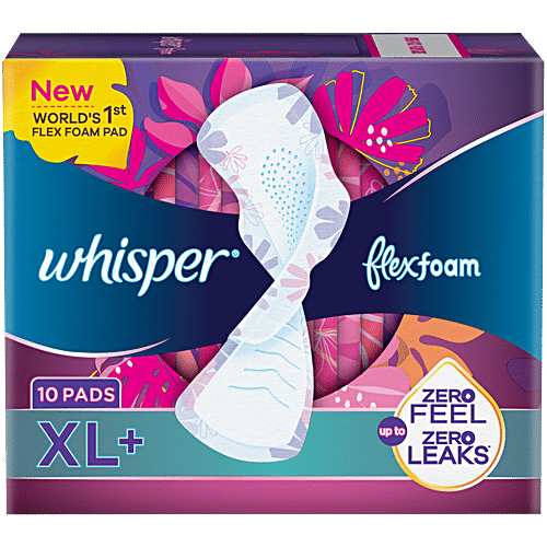 Buy Whisper Flexfoam Sanitary Pads - XL+, Up To Zero Feel Zero Leaks ...