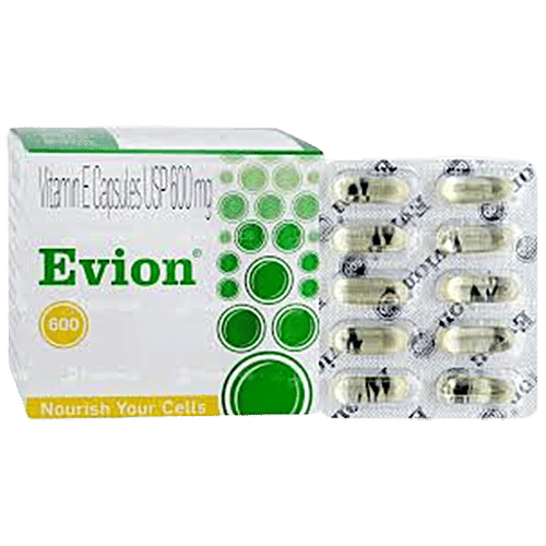 Buy Evion Vitamin E Capsules 600 mg Online at Best Price of Rs 62.48 ...