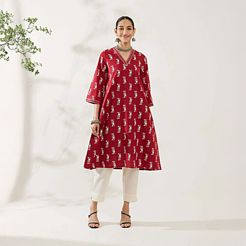 Buy Daali Maroon Printed A-Line Kurta Online at Best Price of Rs 749 ...