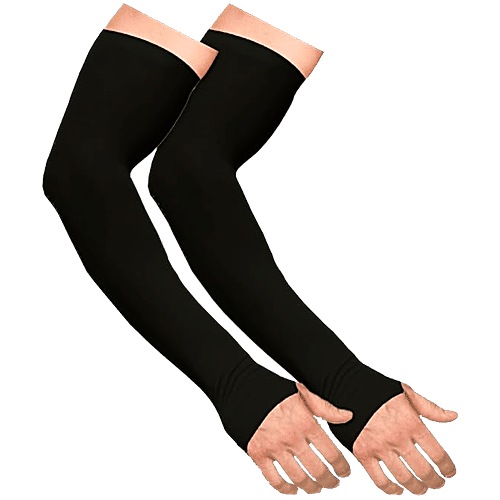 Buy Boldfit UV Protection Hand Sleeves - With Thumb, Nylon Black Online ...