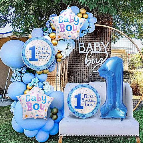 Buy DP Foil Balloon - Letter One, Round First Birthday Boy & Star Baby ...