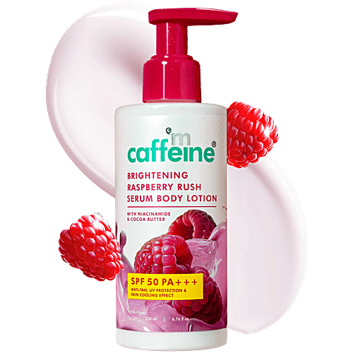 Buy mCaffeine Brightening Raspberry Rush Serum Body Lotion - SPF 50 PA ...