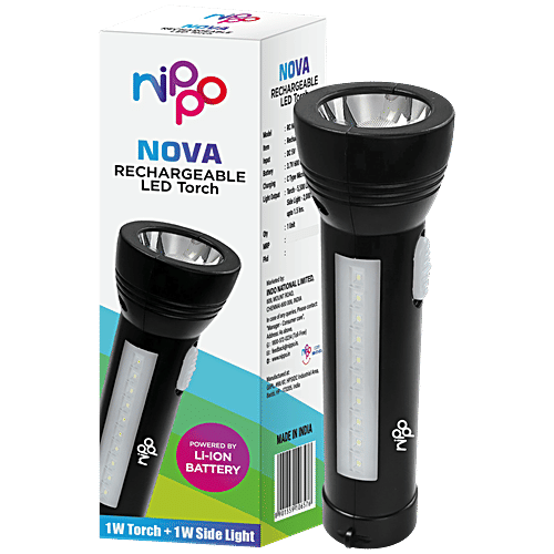 Buy Nippo Nova Rechargeable 1W LED Torch With 1W Side Light - C Type ...
