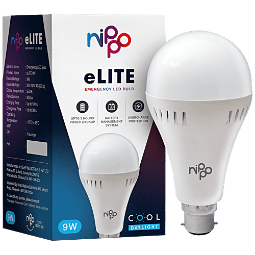 Buy Nippo Rechargeable Emergency Inverter Elite LED Bulb 9W - Cool Daylight, B22 With Up To 3 ...