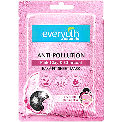 Buy Everyuth Naturals Anti-Pollution Pink Clay & Charcoal Face Sheet ...