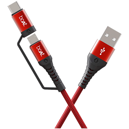 Buy boAt Deuce USB 300 2-In-1 Type-C & Micro USB Cable, 3A Fast Charge ...