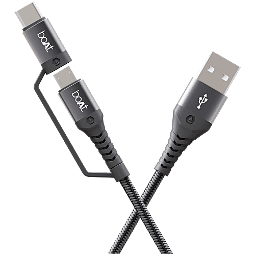Buy boAt Deuce USB 330 2-in-1 Type-C & Micro USB Cable, 3A Fast ...