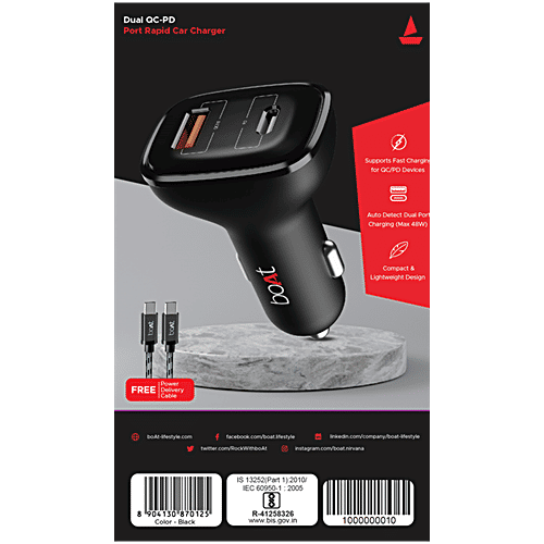 Buy boAt Dual Port QC-PD 24W Fast Car Charger with 24W PD & 18W QC ...