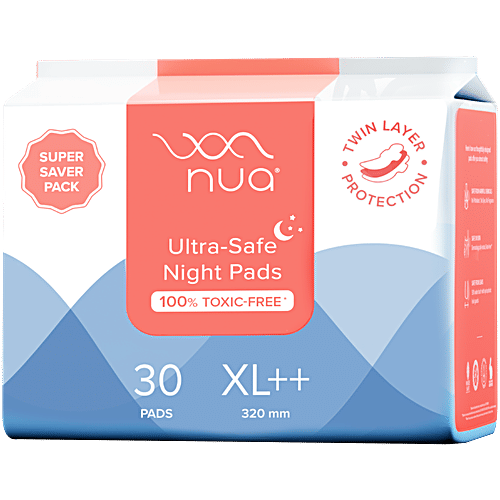Buy Nua Ultra Safe Night Pads - XL++, Heavy Flow, Super Saver Online at ...