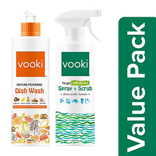 Buy Vooki Nature Powered Dish Wash & Tough Lime Scale Spray + Scrub ...